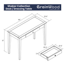 Shaker 44" Desk / Dressing table – Grain Wood Furniture